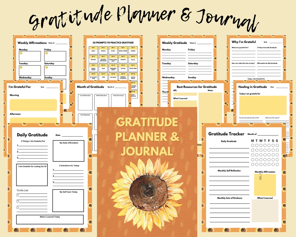 Gratitude Planner and Journal Printable, Gratitude Journaling ...