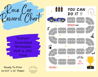 Race Car Reward Chart for Kids and Toddlers | Chore Chart for Kids ...