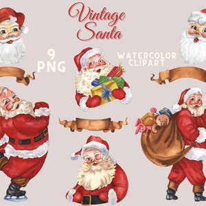 Vintage Santa Clipart, Santa Clipart, Christmas Clipart, Vintage Santa ...