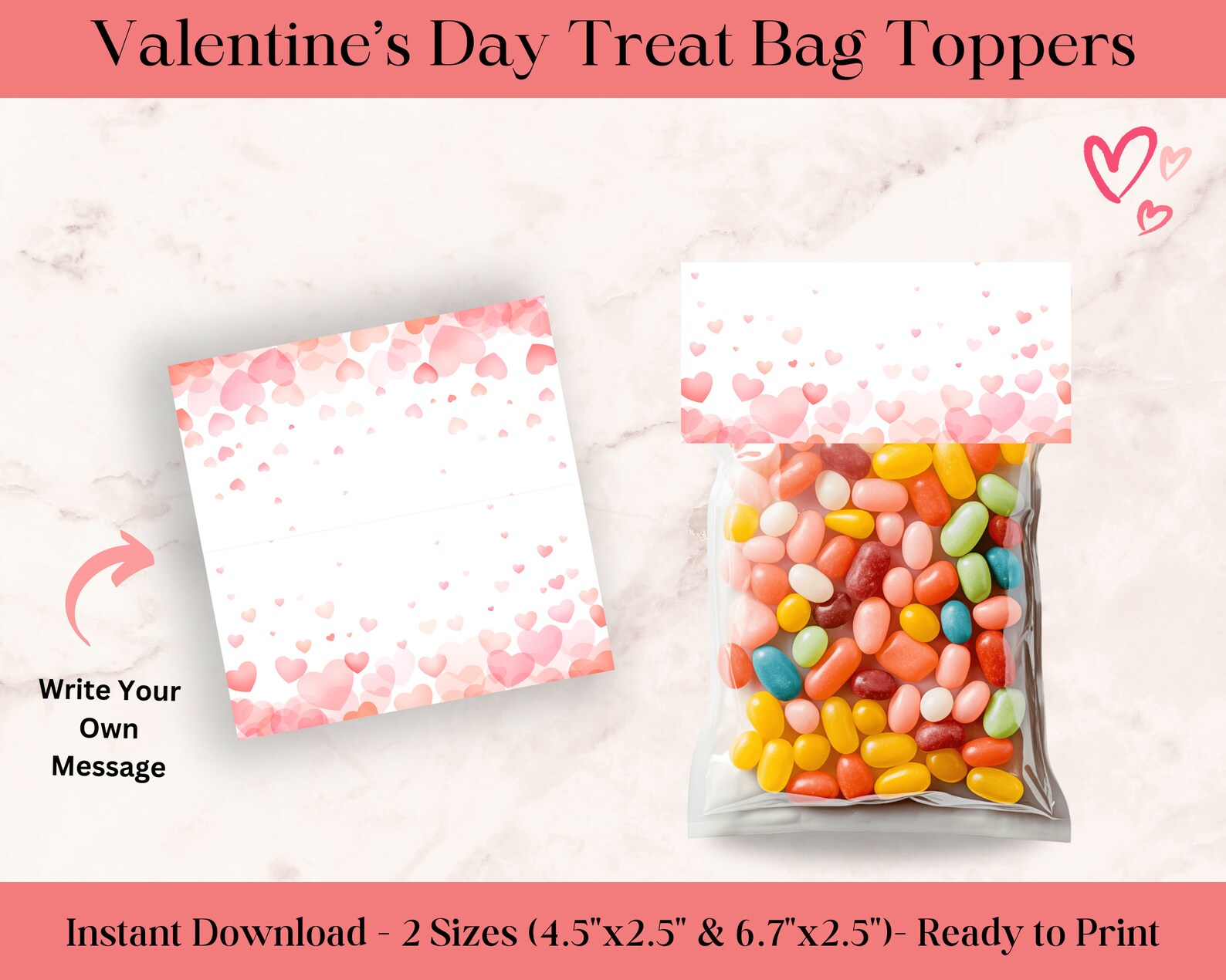 Valentines Day Treat Bag Topper, Happy Valentines Gift Topper ...