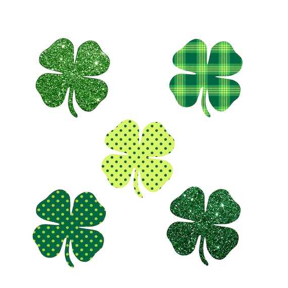 St. Patricks Day Shamrock Clipart Four Leaf Clover Clipart - Etsy