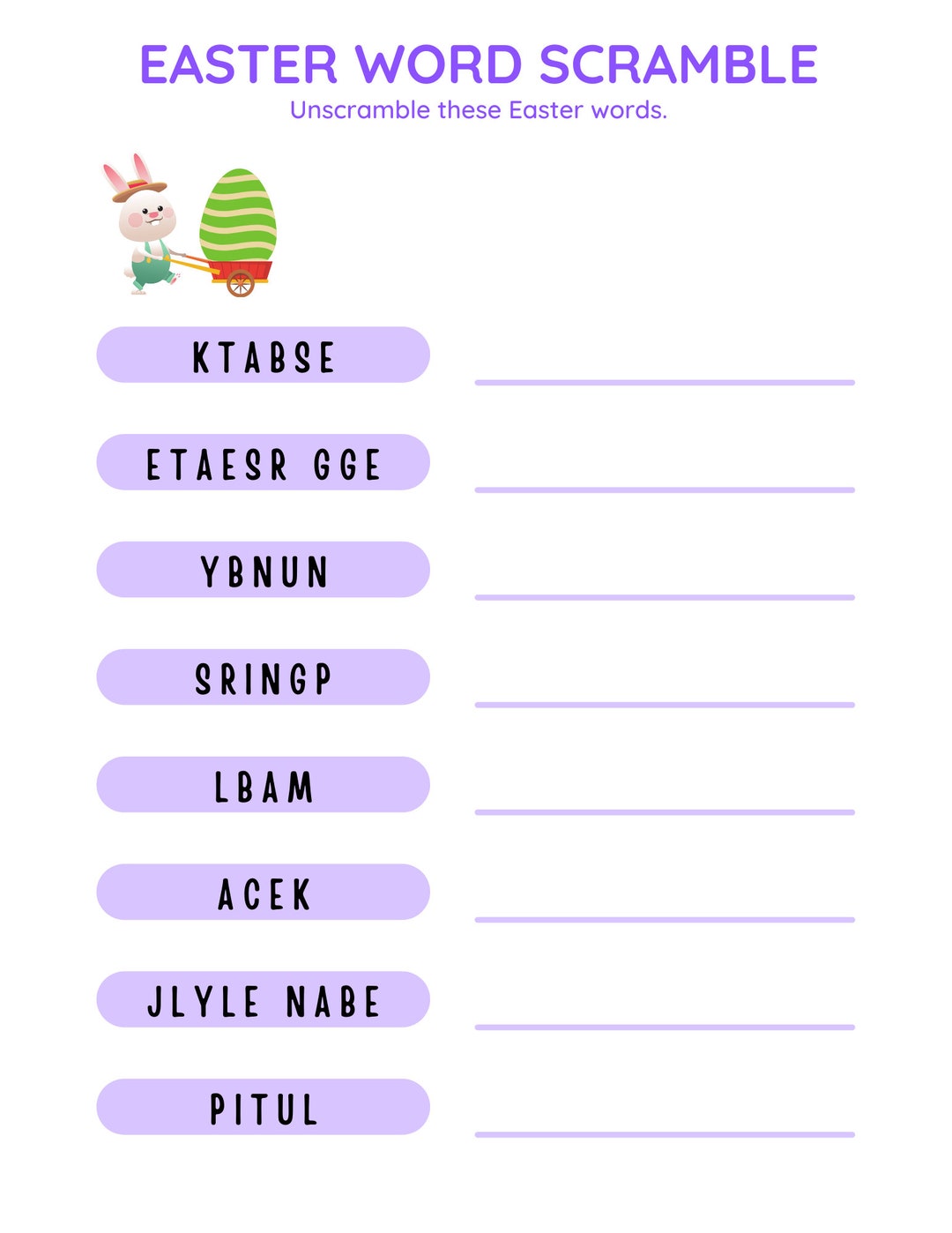 Easter Word Scramble, Easter, Easter Activity Page, Printable - Etsy