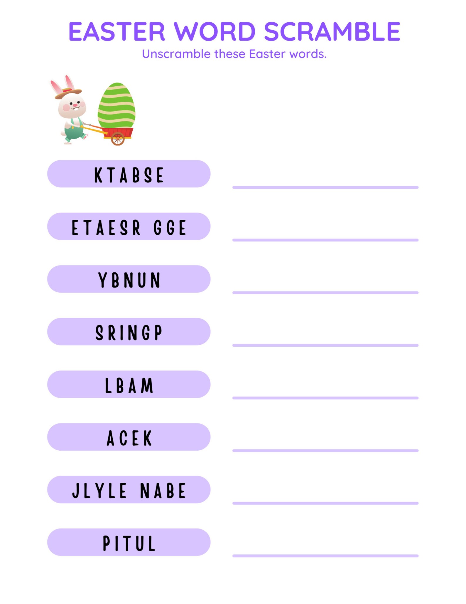 Easter Word Scramble, Easter, Easter Activity Page, Printable - Etsy