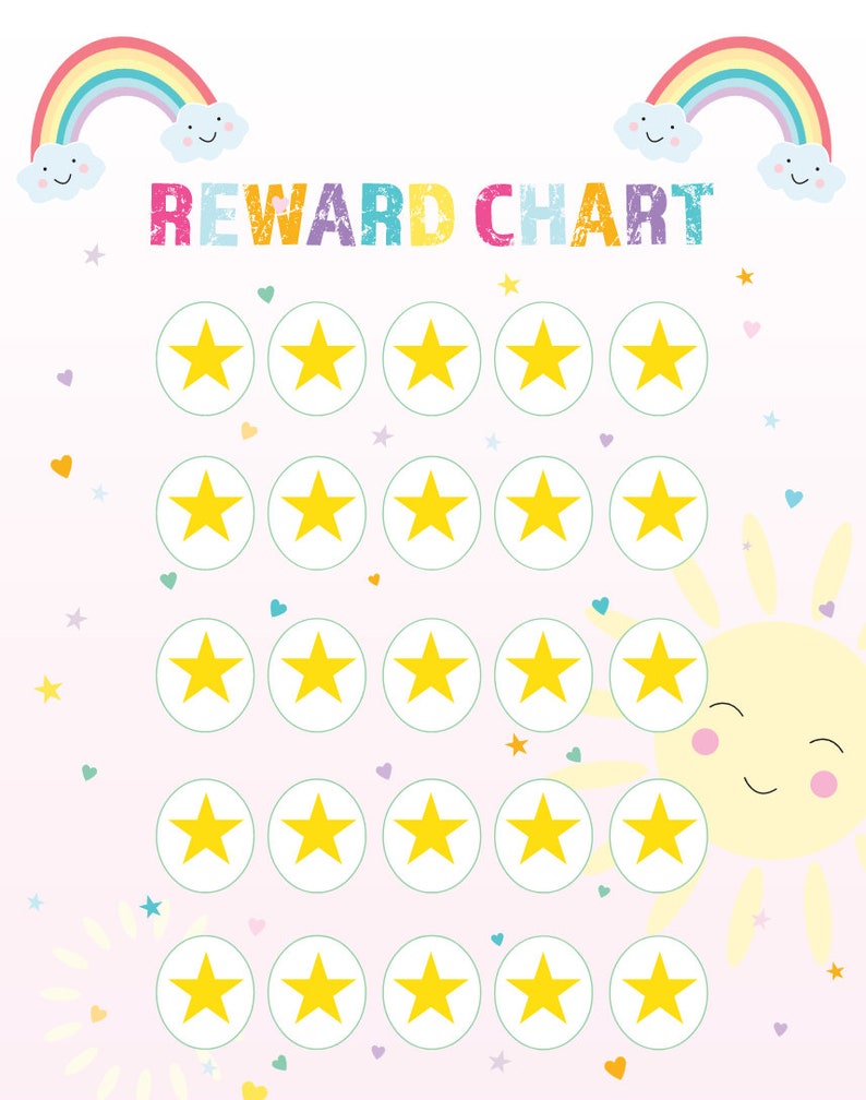 Rainbow Reward Chart | Printable Rainbow Kids Behavior Charts | Instant ...