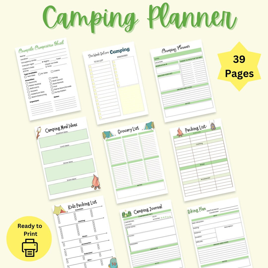Camping Planner Printable | Instant Download - Etsy
