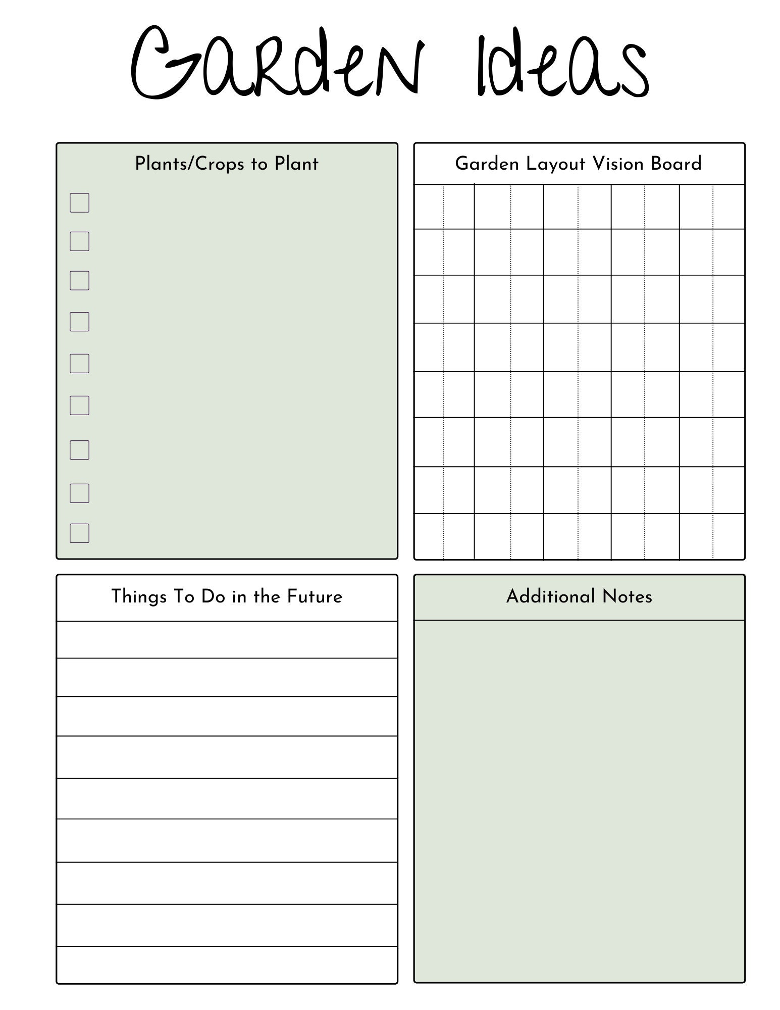 Garden Planner, Garden Planner Printable, Garden Plan, Garden Printable ...