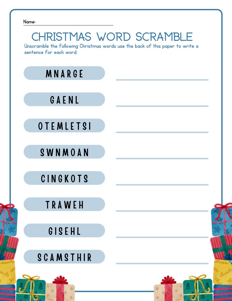Kids Christmas Activity Pages, Word Search, Printable Kids Christmas ...