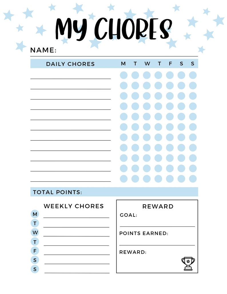 Chore Charts for Kids | Chore Chart Printable | Reward Chart ...