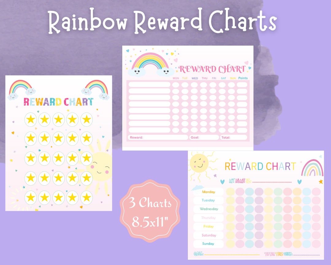 Rainbow Reward Chart | Printable Rainbow Kids Behavior Charts | Instant ...