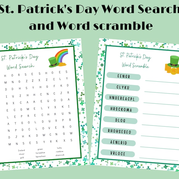 St Patricks Day Word Scramble - Etsy