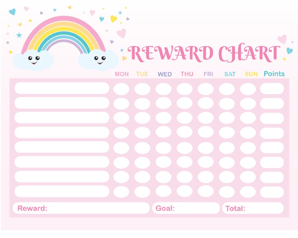 Rainbow Reward Chart | Printable Rainbow Kids Behavior Charts | Instant ...