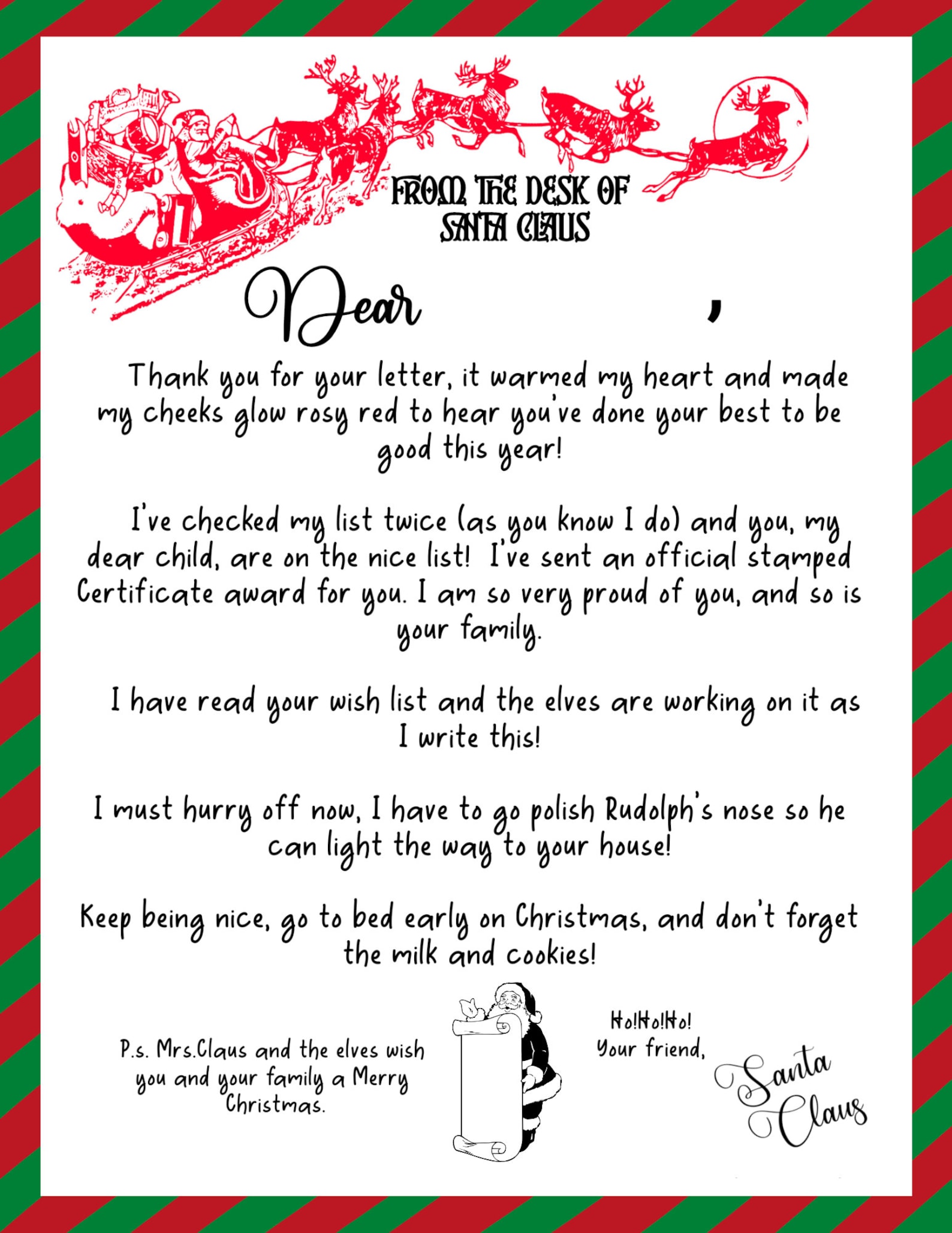 Letter to Santa Printable, Dear Santa Letter, Printable Letter to Santa ...