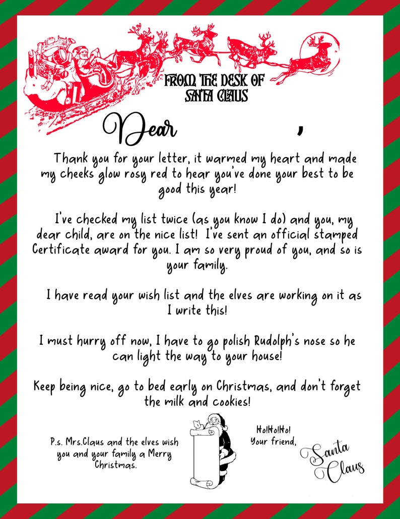 Letter to Santa Printable, Dear Santa Letter, Printable Letter to Santa ...