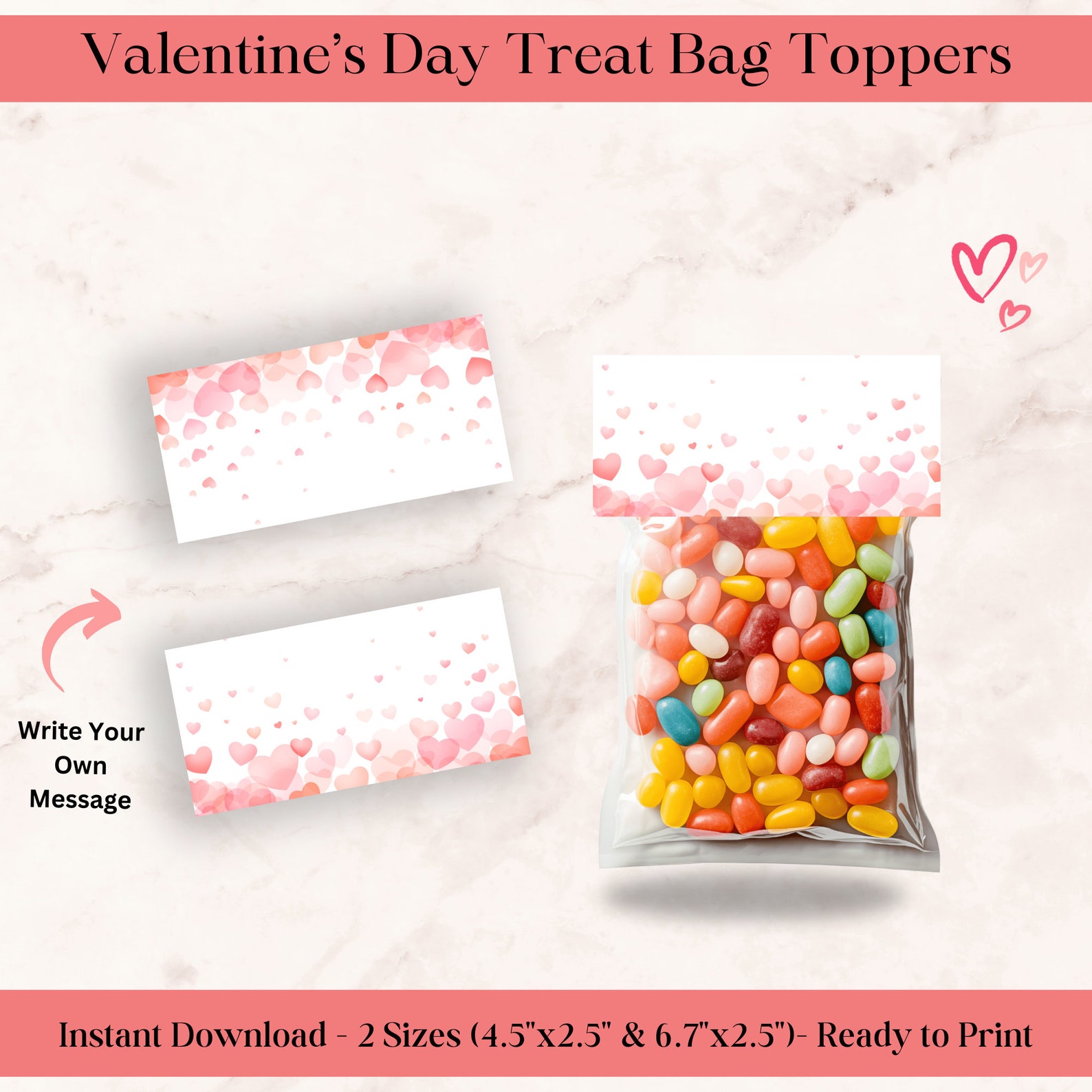 Valentines Day Treat Bag Topper, Happy Valentines Gift Topper ...