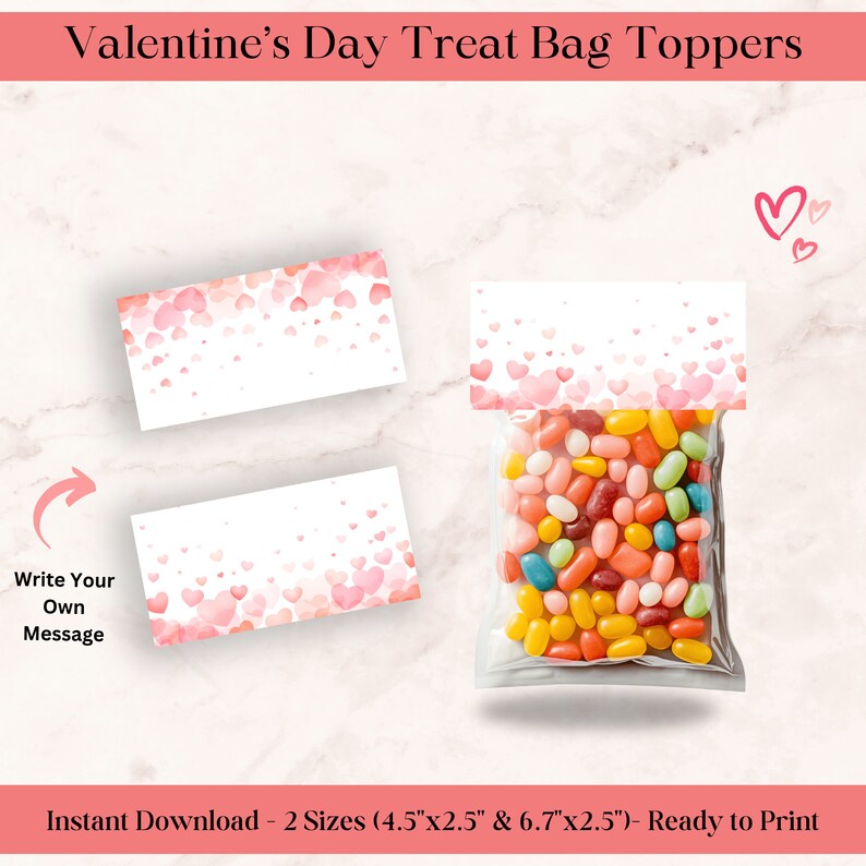 Valentines Day Treat Bag Topper, Happy Valentines Gift Topper ...