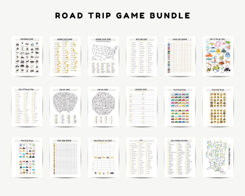 Road Trip Games, Road Trip Activities for Kids, Road Trip Game Bundle ...