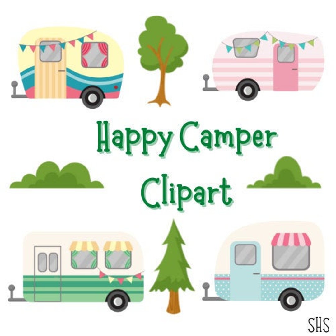 Camper Clipart, Happy Camper Clipart, Camping Clipart, Camper PNG ...