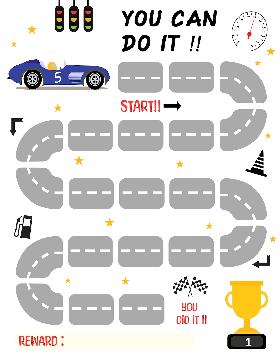 Printable Race Car Reward Chart | Race Car Kids Behavior Chart ...