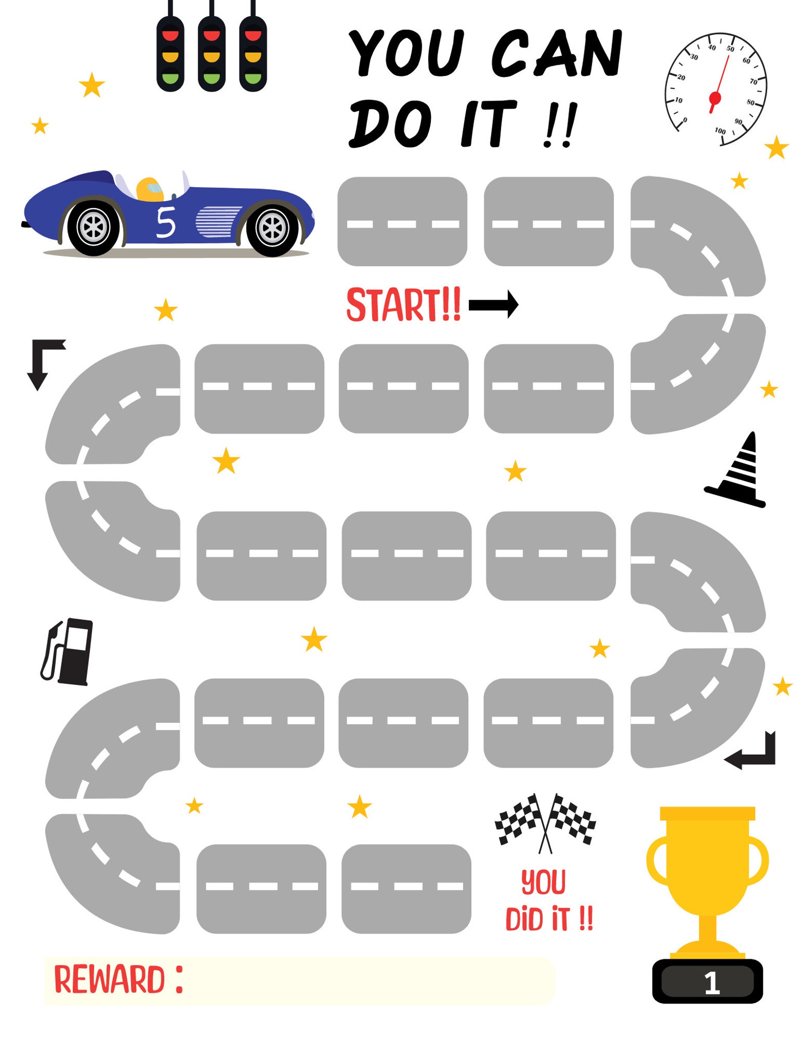 Printable Race Car Reward Chart | Race Car Kids Behavior Chart ...
