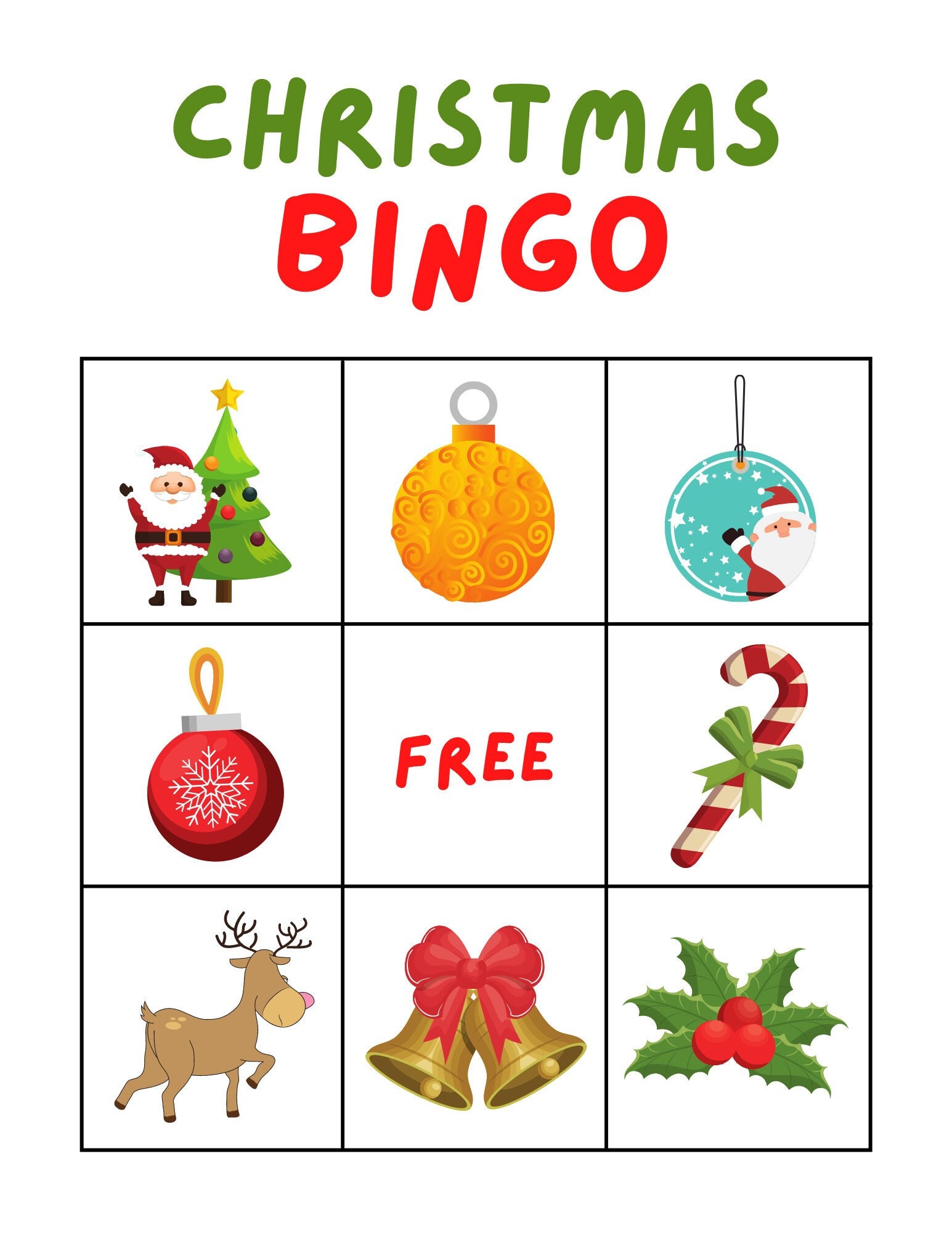 Christmas Bingo, Christmas Bingo for Kids, Kids Christmas Game ...