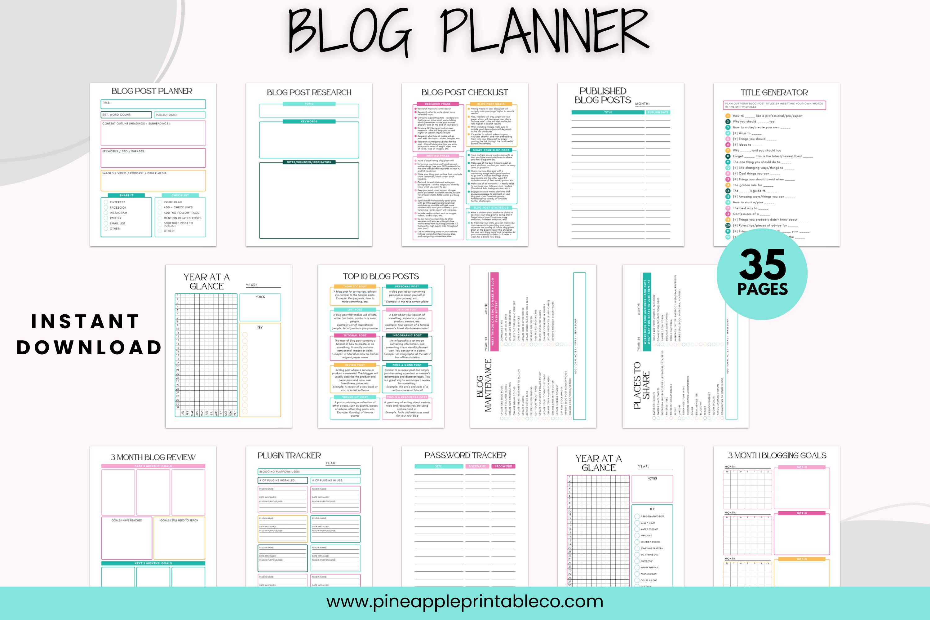 Blog Planner | Blogging Planner | Planner for Bloggers | Blog Branding ...