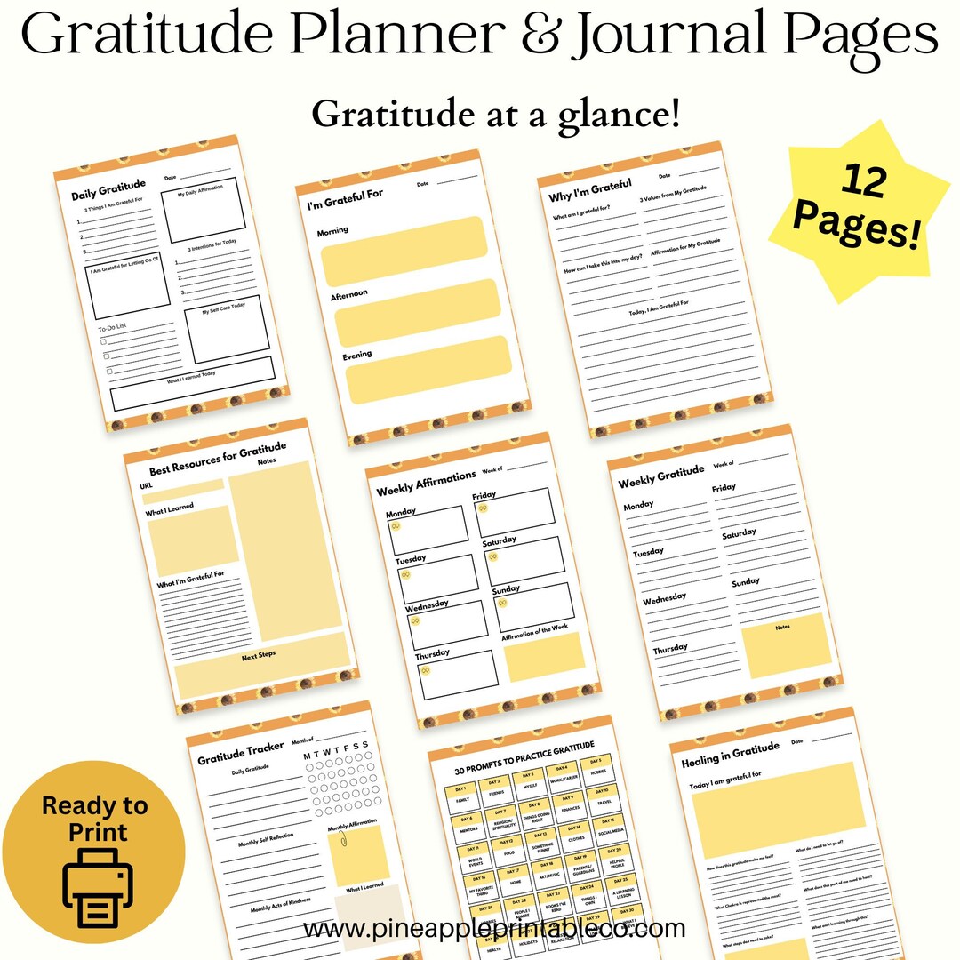 Gratitude Planner and Journal Printable, Gratitude Journaling ...