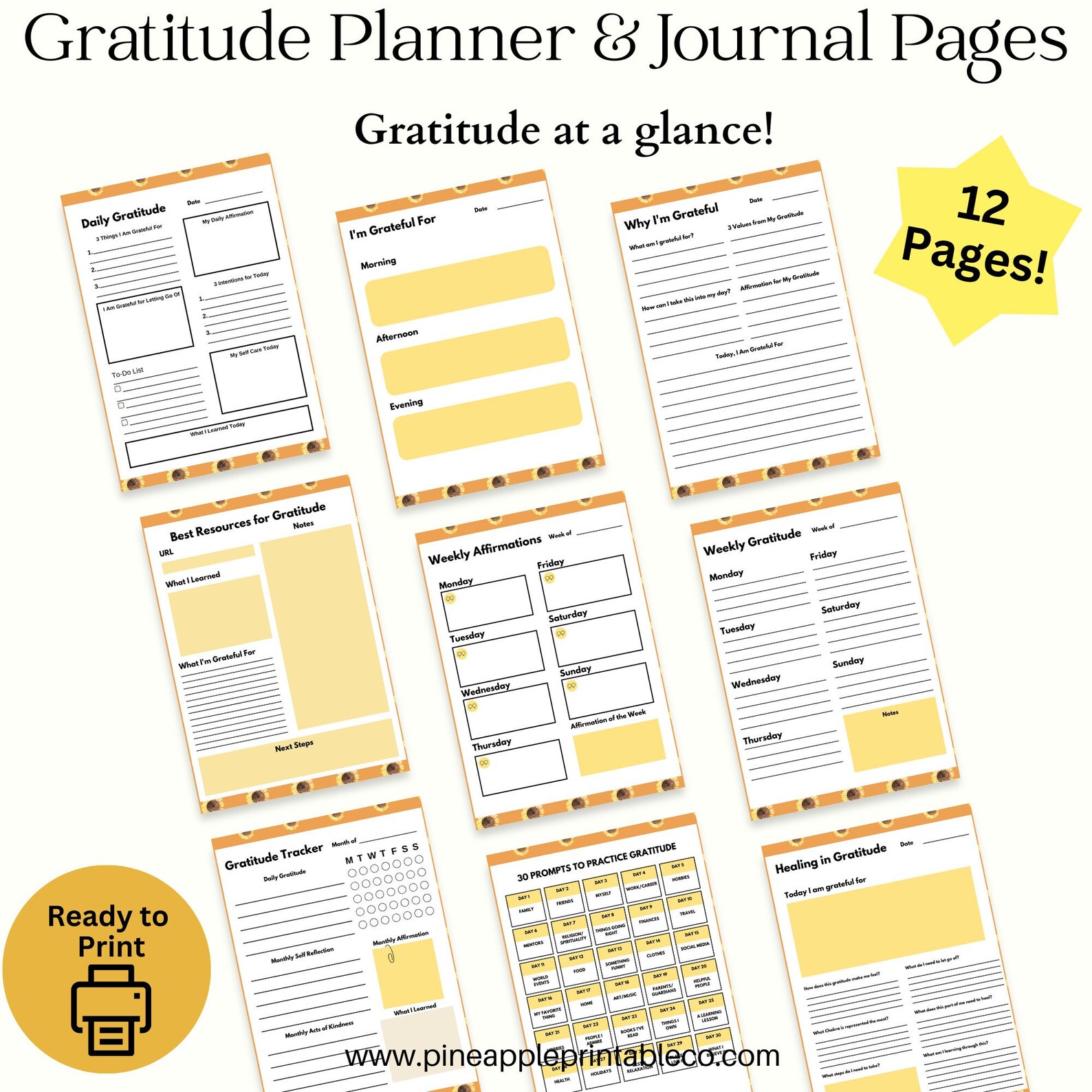 Gratitude Planner and Journal Printable, Gratitude Journaling ...
