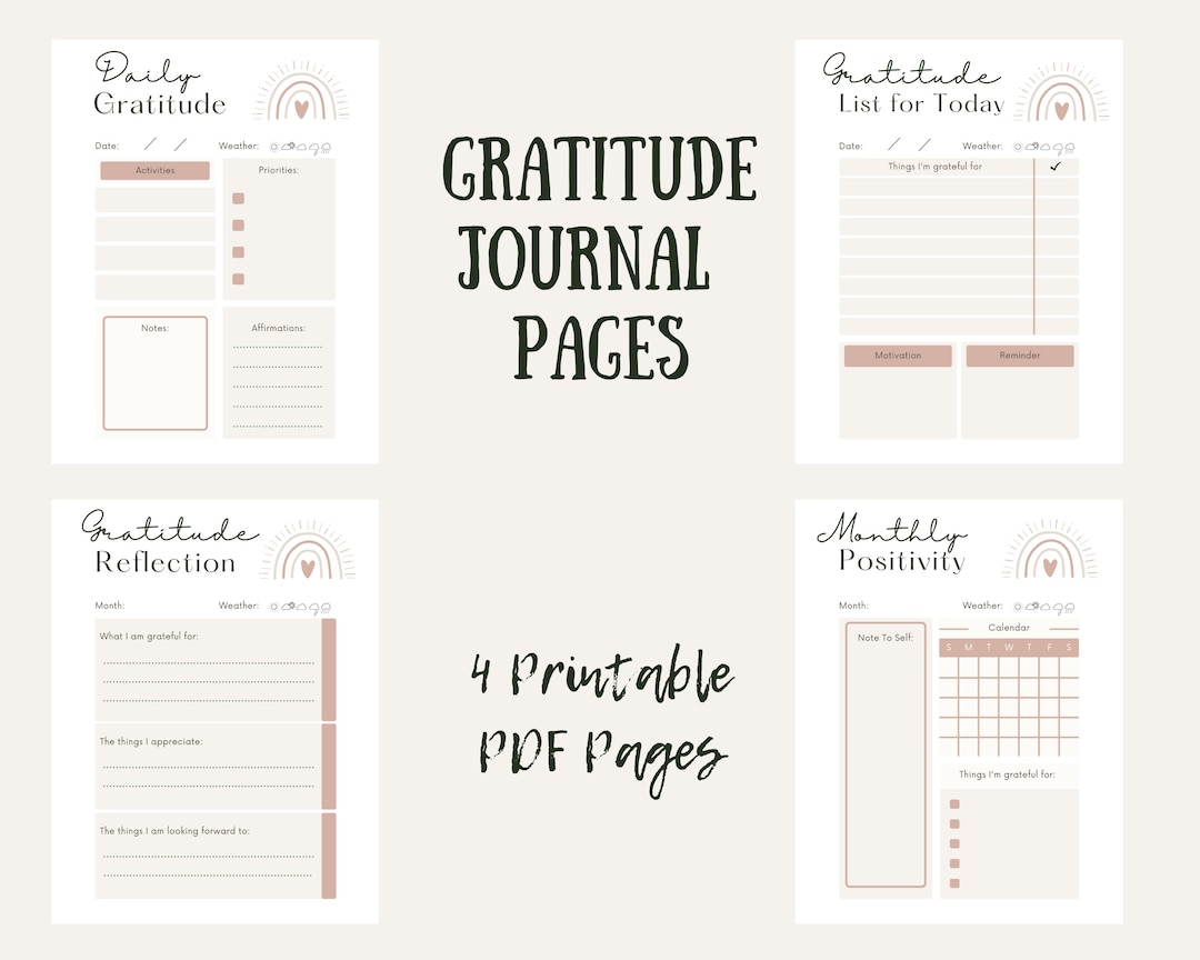 Printable Gratitude Journal: Daily Mindfulness Reflection (PDF) - Etsy