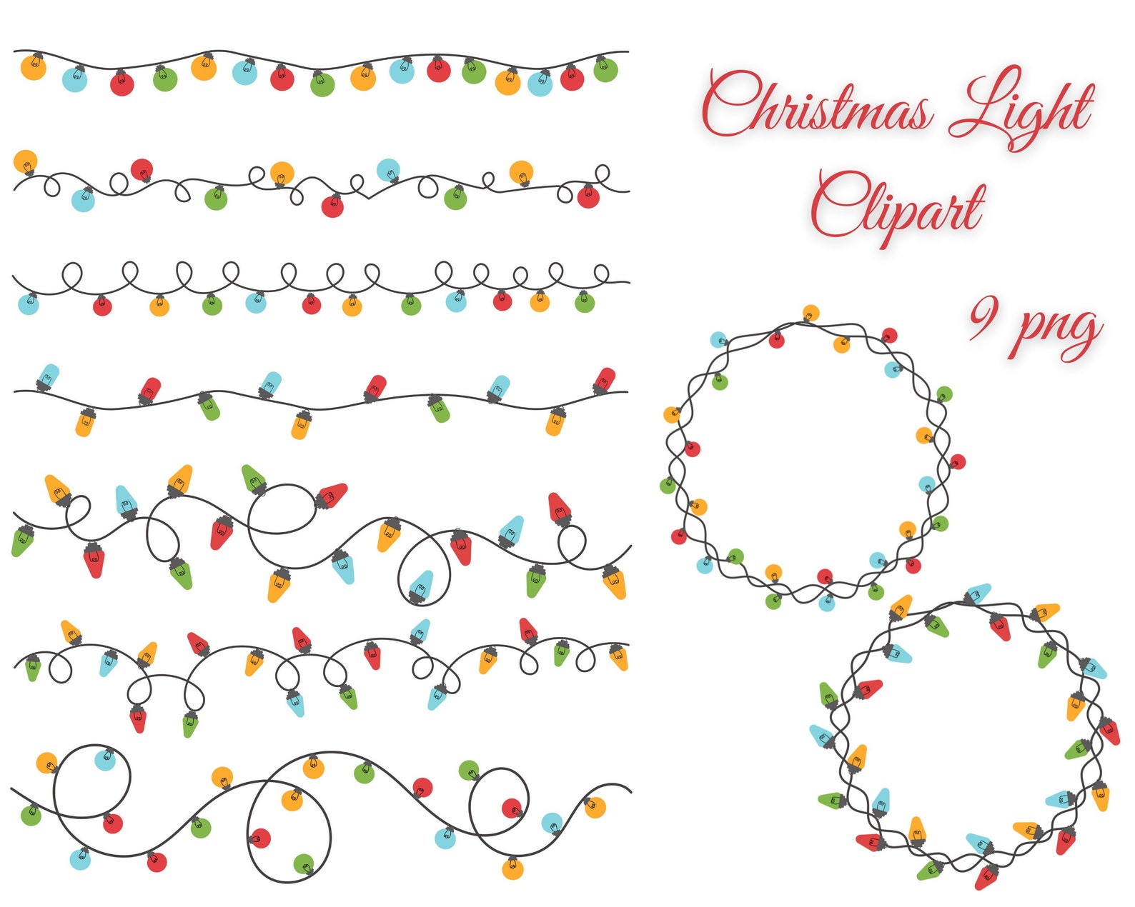 Christmas Light Clipart, Christmas Clipart, Holiday Clipart, Christmas ...