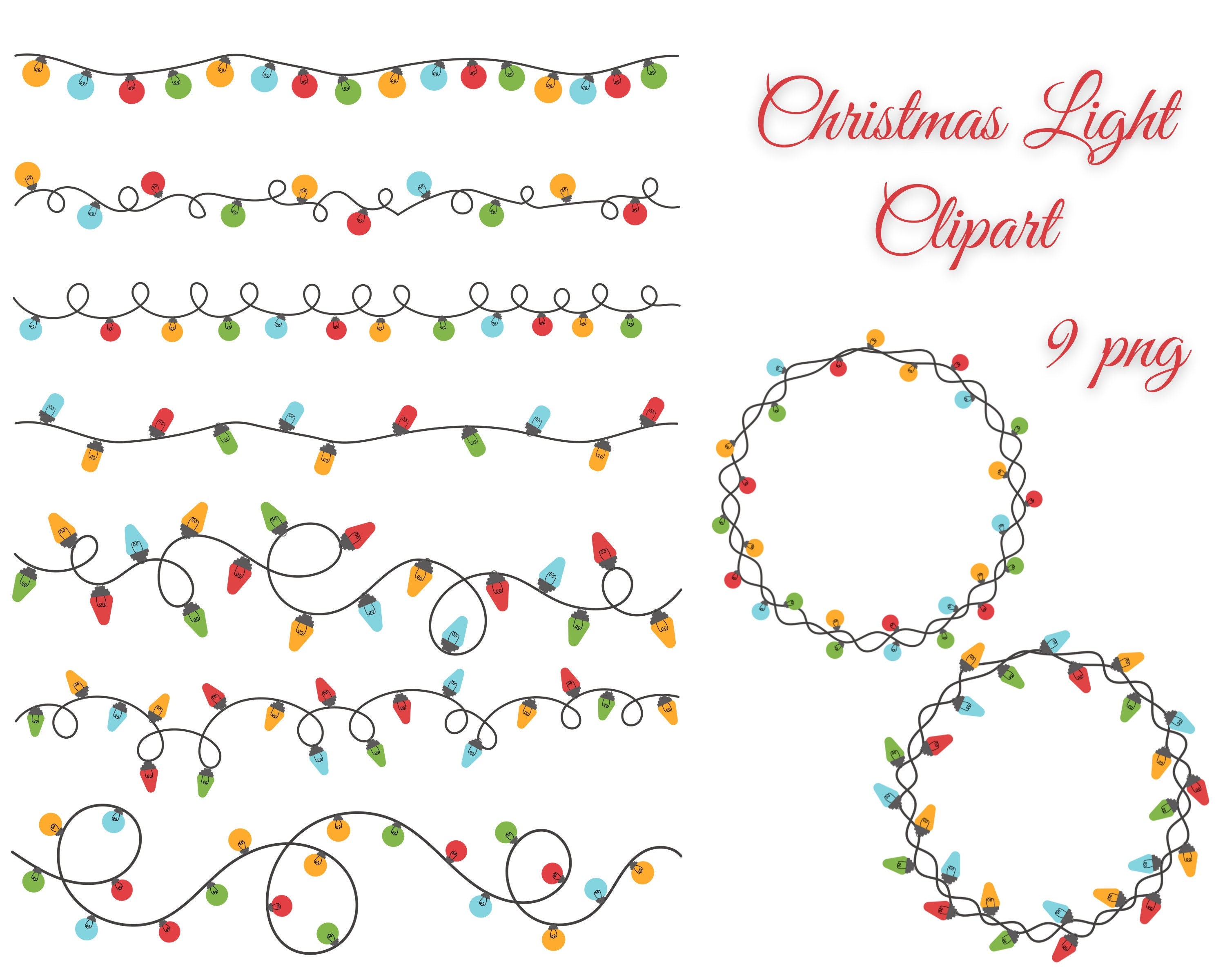 Christmas Light Clipart, Christmas Clipart, Holiday Clipart, Christmas ...