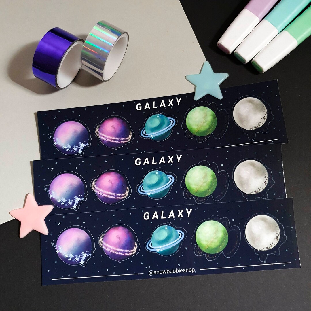 Galaxy Planets Sticker Sheet Water Bottle, Laptop, Planner Glossy, Waterproof - Etsy
