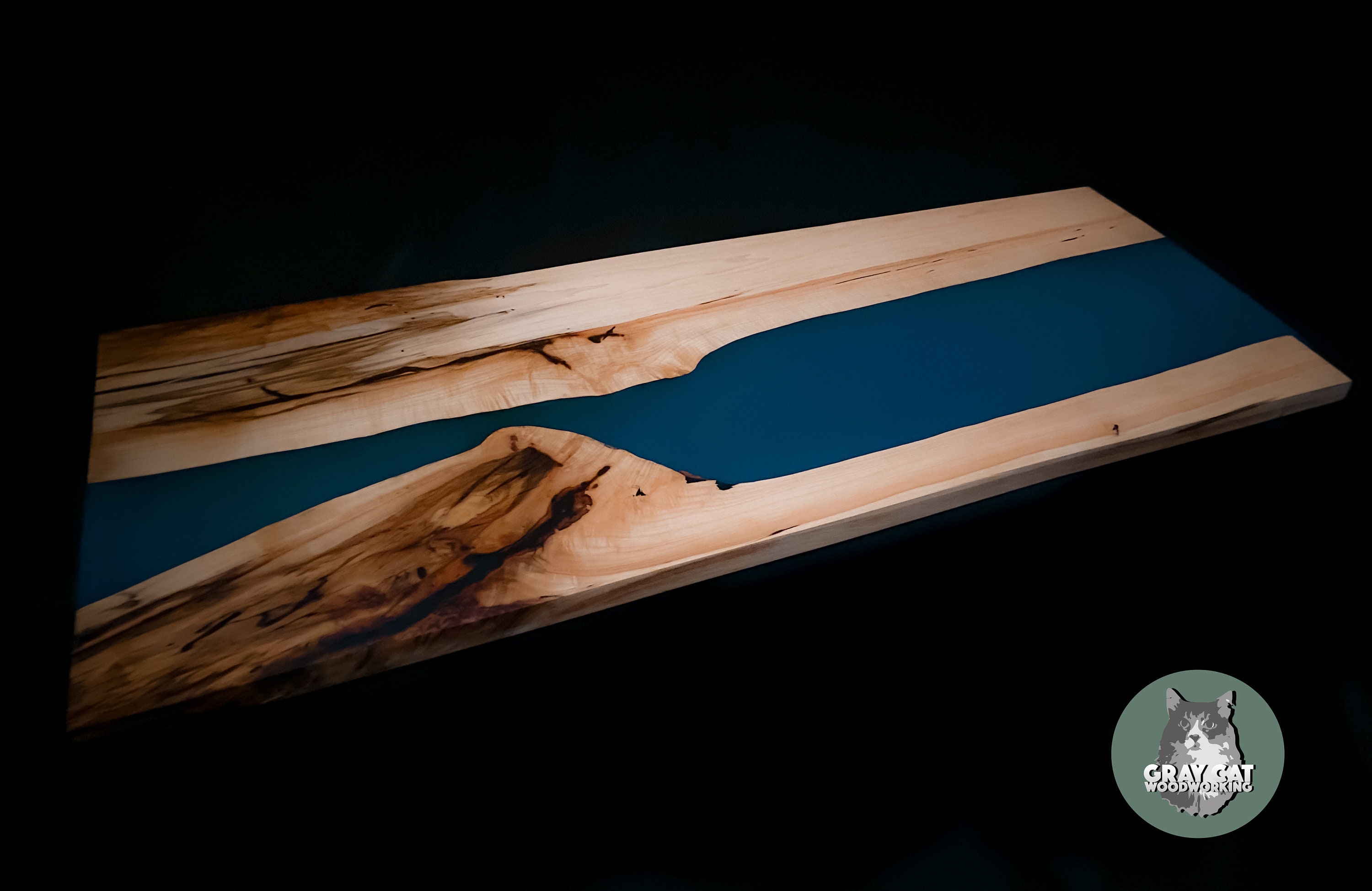 Custom Transparent Blue Spalted Maple and Epoxy Console - Etsy UK