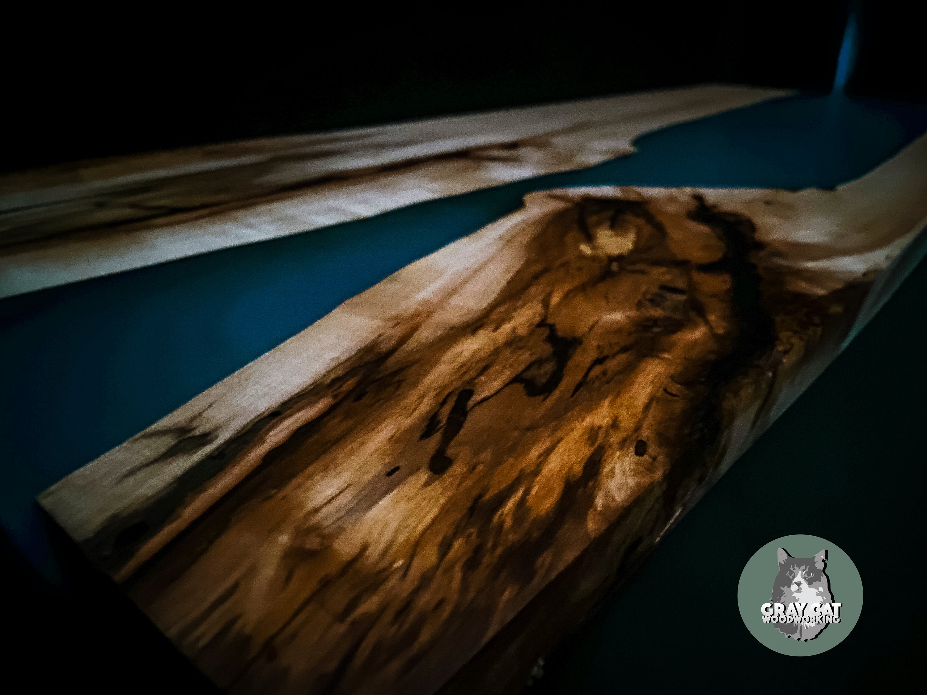 Custom Transparent Blue Spalted Maple and Epoxy Console - Etsy UK