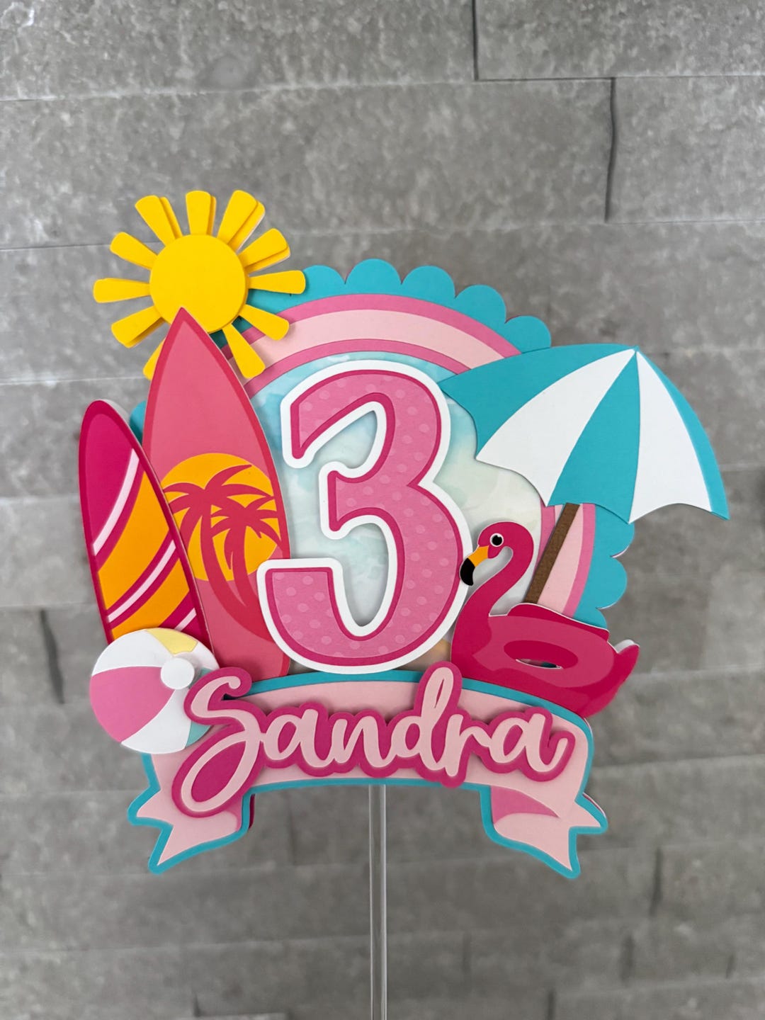 Beach Party Cake Topper, Surfboard Cake Topper, Pool Party Cake Topper ...