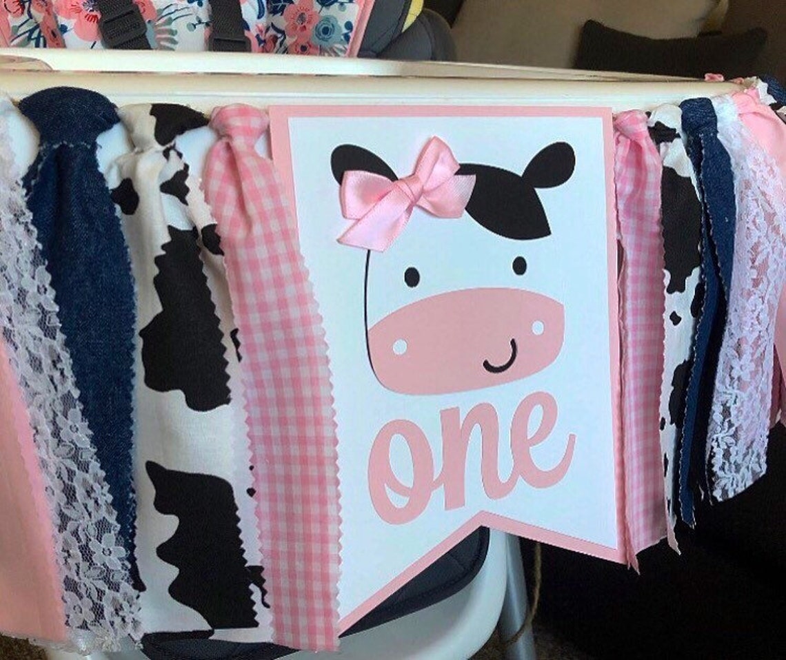 Girly Cow High Chair Banner Cow High Chair Banner Girly Farm | Etsy