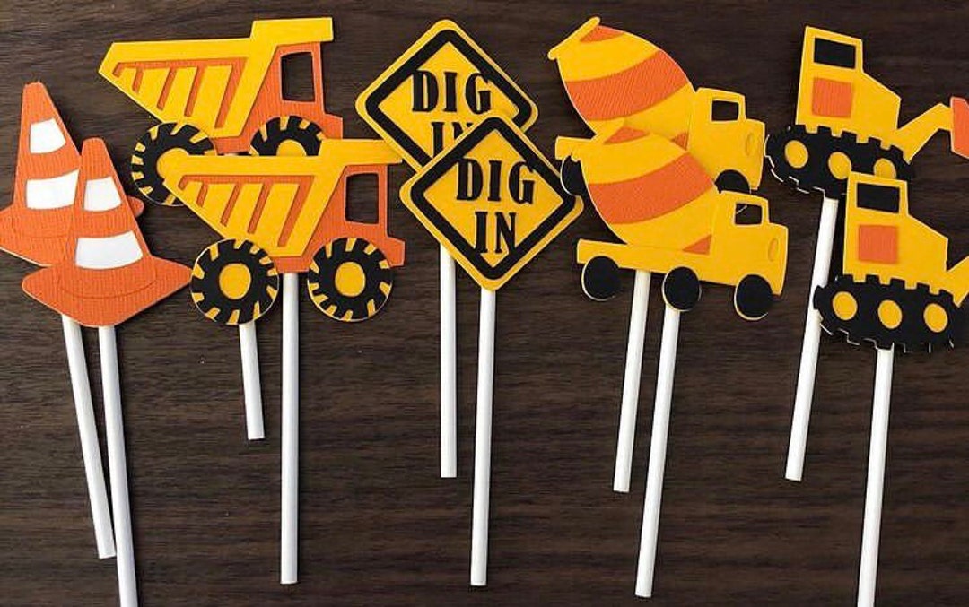 Construction Cupcake Toppers Construction Birthday Party - Etsy