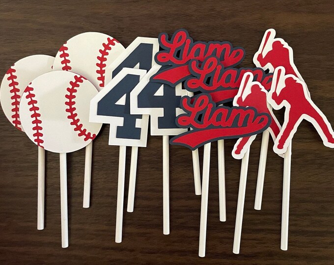 Personalized Baseball Cupcake Toppers, Baseball Birthday Decor, Custom ...
