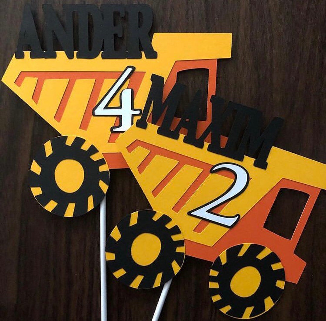 Construction Cake Topper, Personalized Construction Truck Cake Topper ...