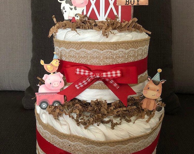 Tractor Diaper Cake Farm Themed Baby Shower Barnyard Baby Shower ...