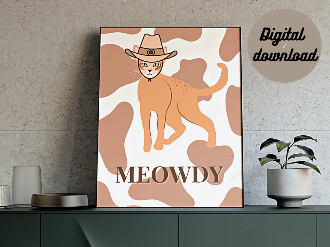 Western Cat Wall Art Printable Funny Cat Lover Gift Digital Download - Etsy