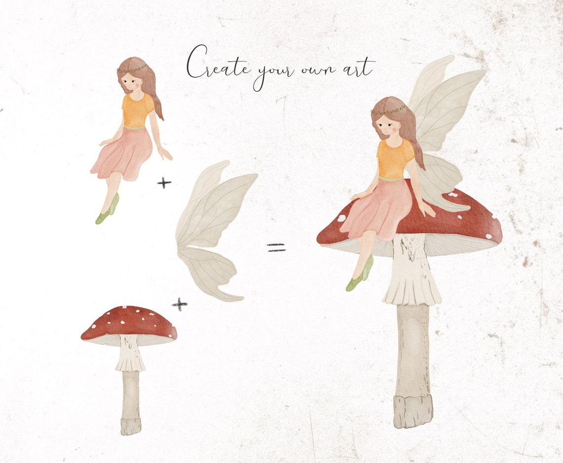 Fairy Garden Watercolor Clipart, Fairytale Flowers Png, Spring Summer ...