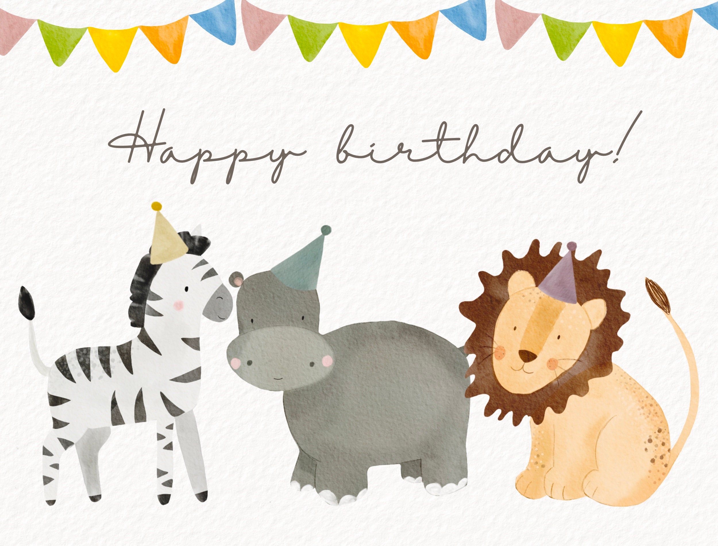 Safari Animals Watercolor Clipart, Jungle Animals Baby Shower Printable ...