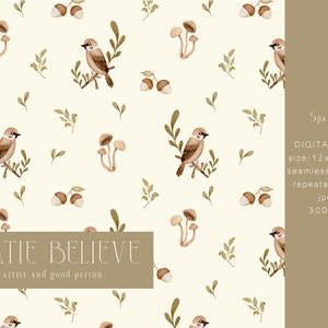 Sparrow Bird Non Exclusive Seamless Pattern Design, Children's Fabric ...