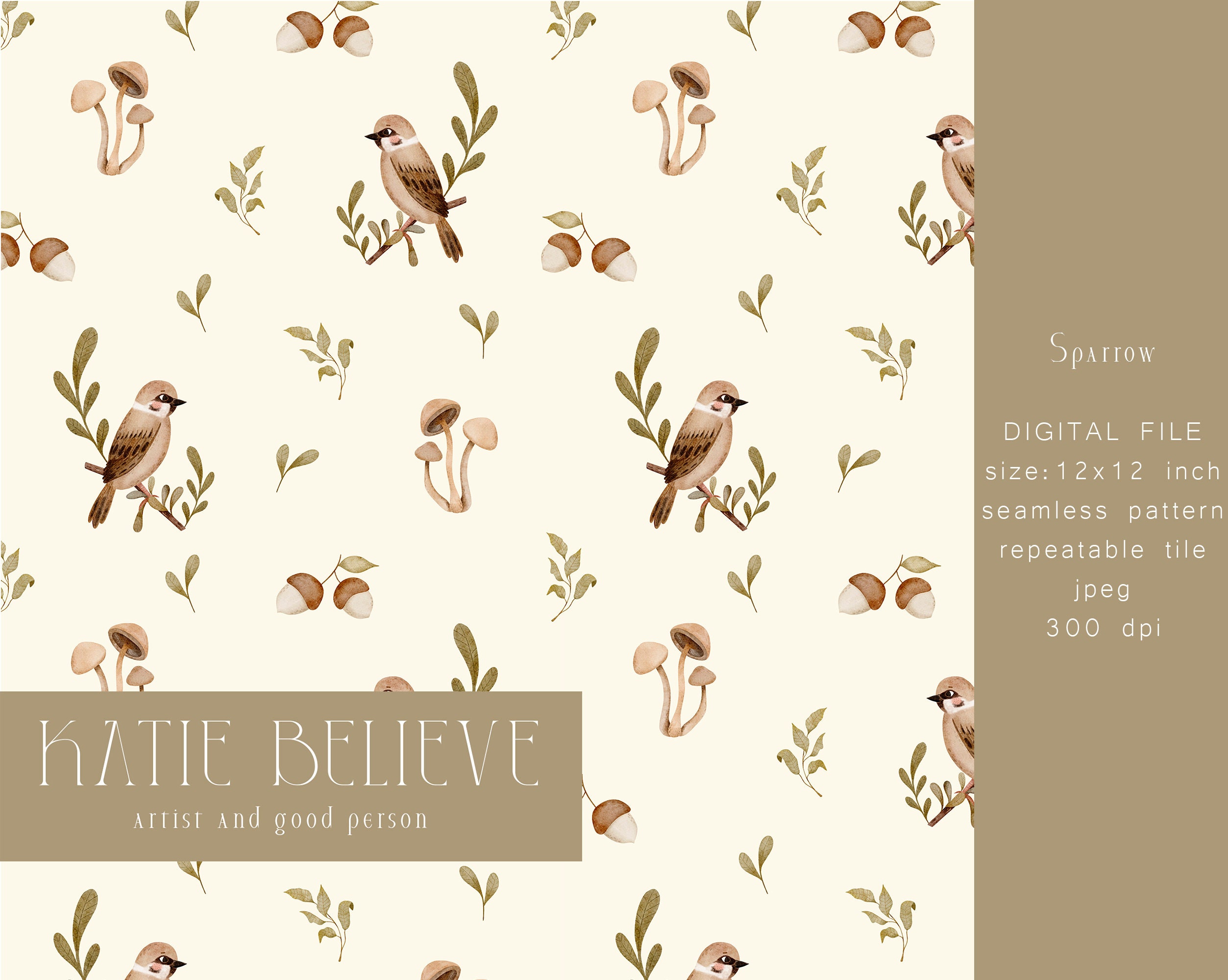 Sparrow Bird Non Exclusive Seamless Pattern Design, Children's Fabric ...