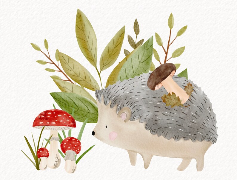 Forest Cute Animals Watercolor Clipart Woodland Animals - Etsy