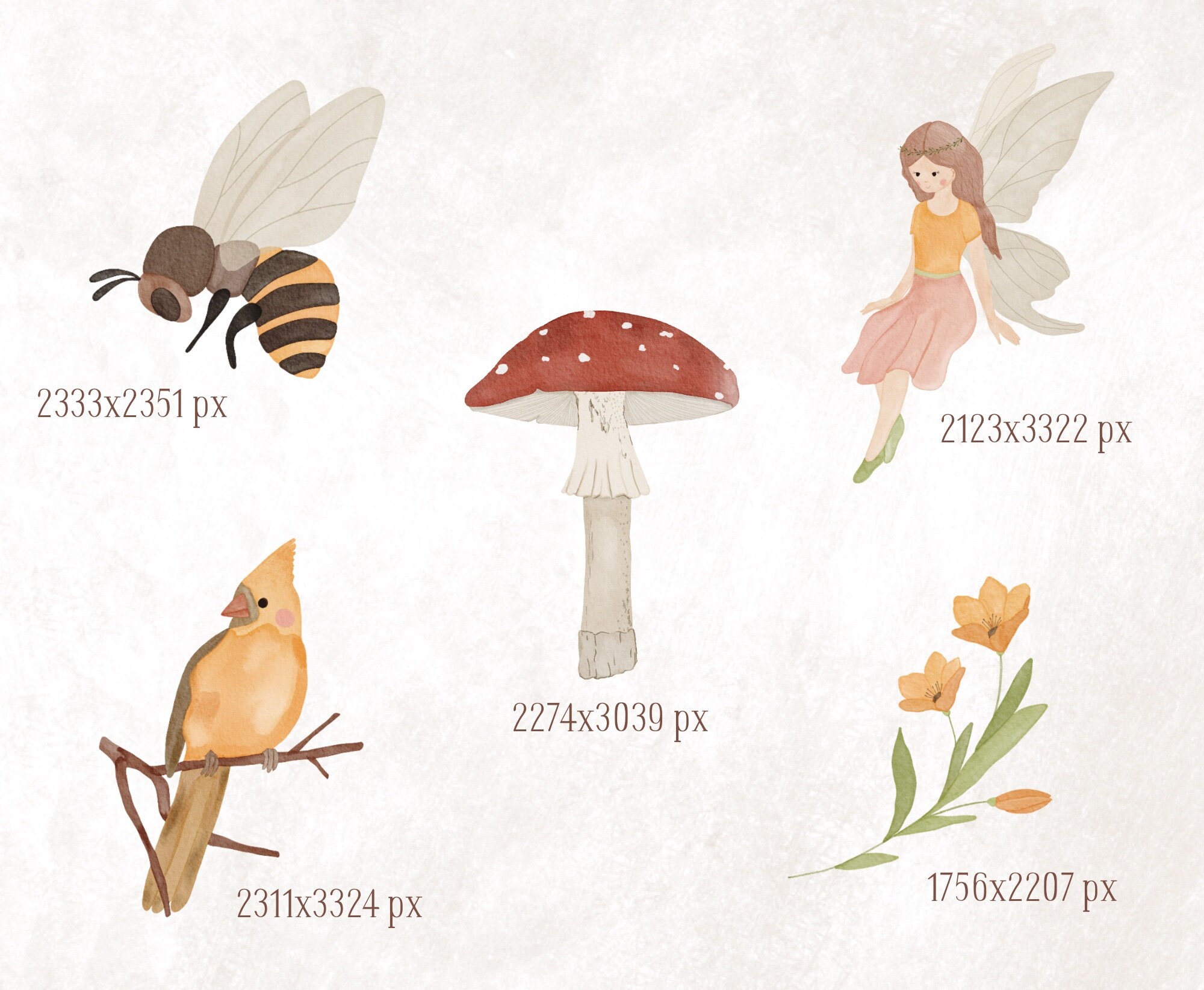 Fairy Garden Watercolor Clipart, Fairytale Flowers Png, Spring Summer ...