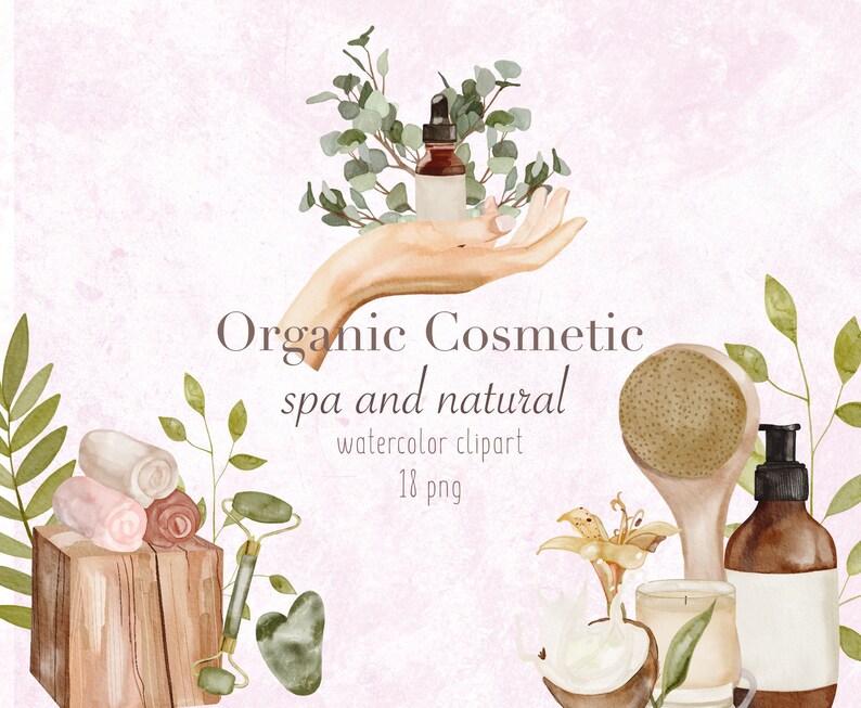 Natural Organic Cosmetics Clipart SPA Illustrations Digital - Etsy