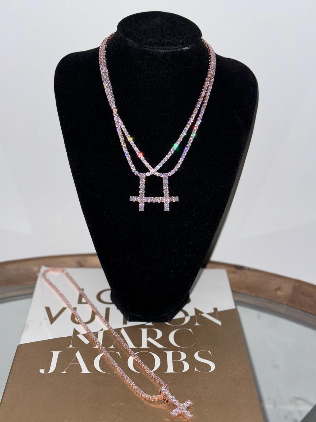 Upside Down Cross Necklace Opium Chain Inverted Cross Rose Gold - Etsy