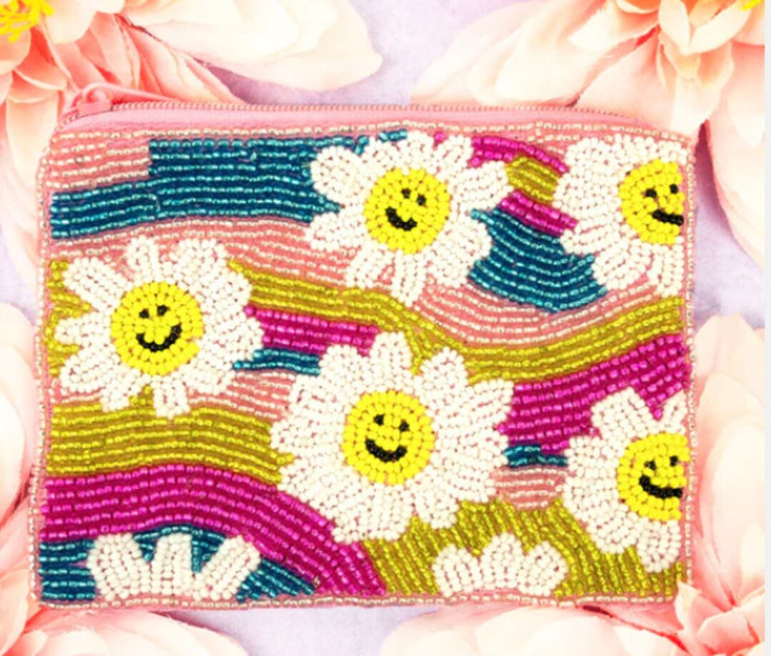 Rainbow Smile Flower Seed Bead Coin Purse - Etsy