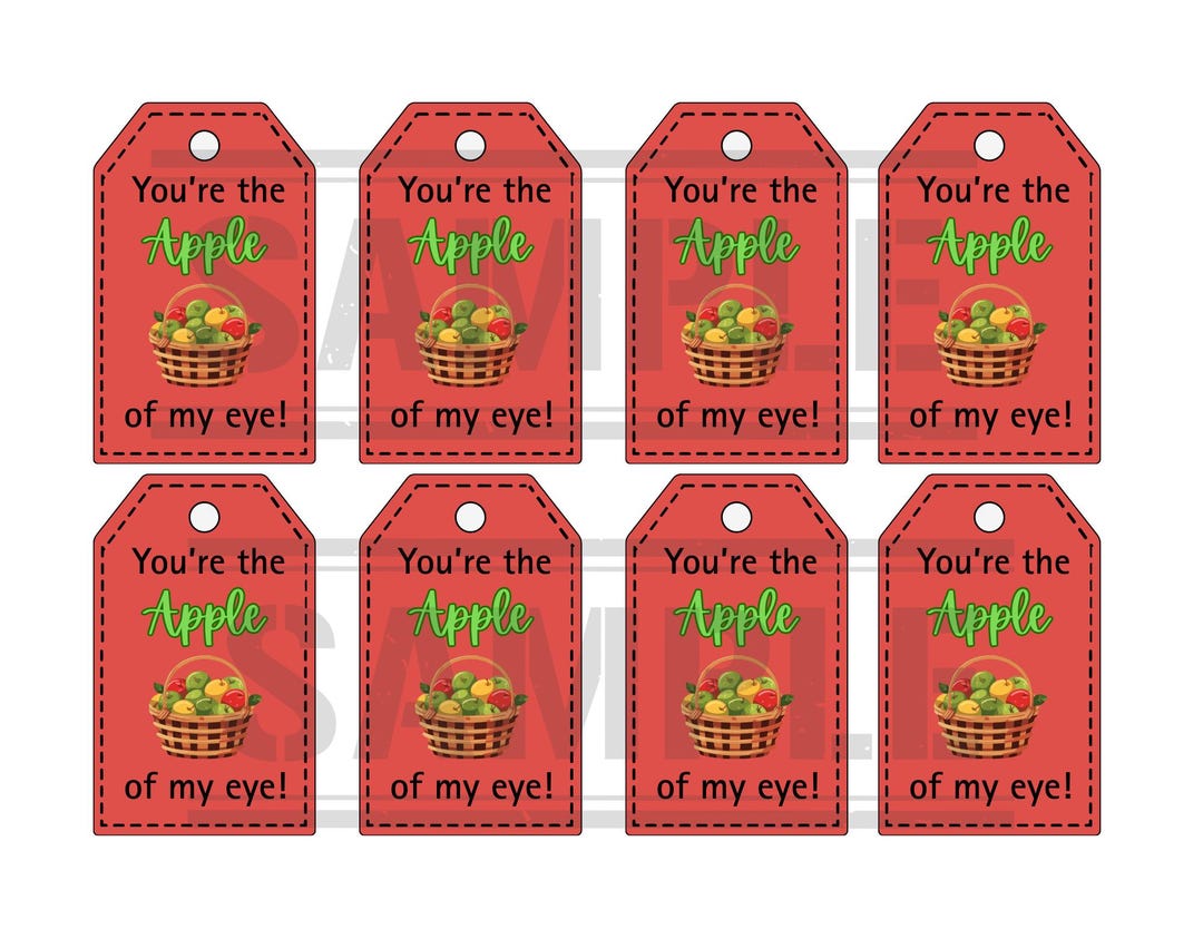 Apple Gift Tags: Teacher Appreciation, Fall Party Favors (printable PDF ...